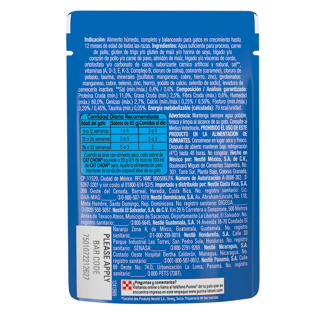Cat Chow, Alimento Húmedo, Gatito, Pollo, SE VENDE EN PAQUETE DE 24 ...